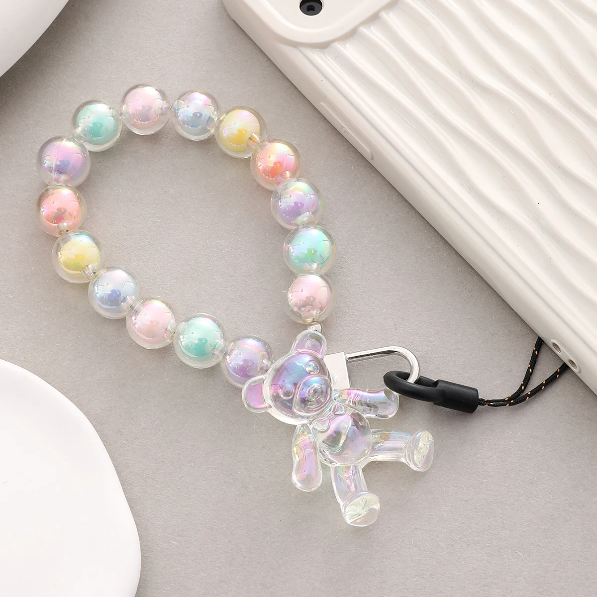 Colorful Beads AB Colorful Bears Beads Shaped Chain Strap Small Rope ...