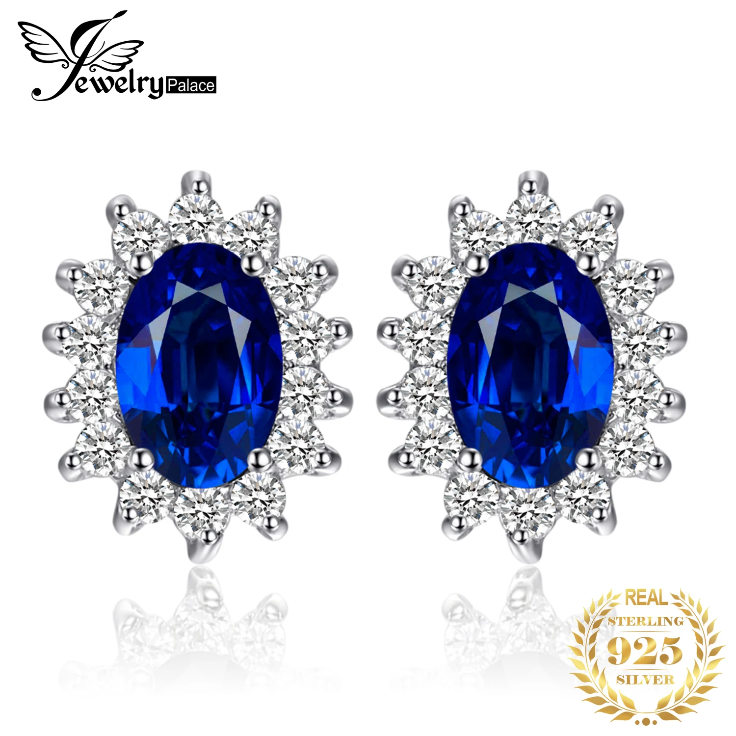 JewelryPalace pendientes de plata de ley 925 con zafiro azul y rubí ...
