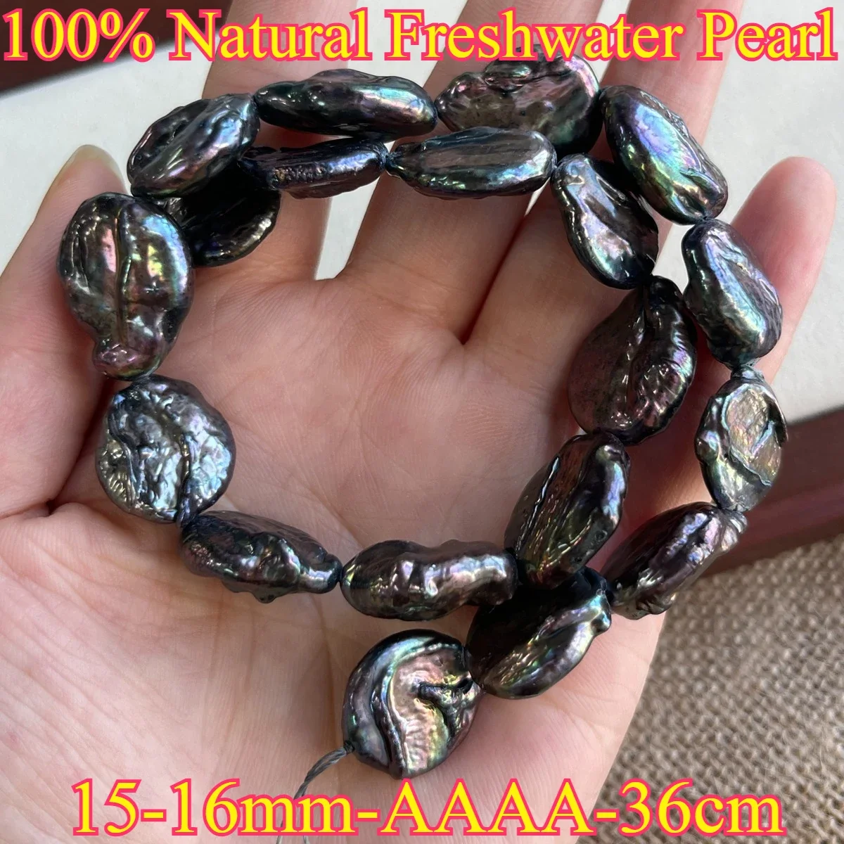 15-16mm 4A Genuine Factory Wholesale Natural Freshwater Pearl Black ...