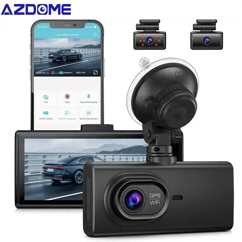 Azdome M560 3 Canal Dash Cam Carro DVR, 4K, Gravador de Vídeo Auto ...