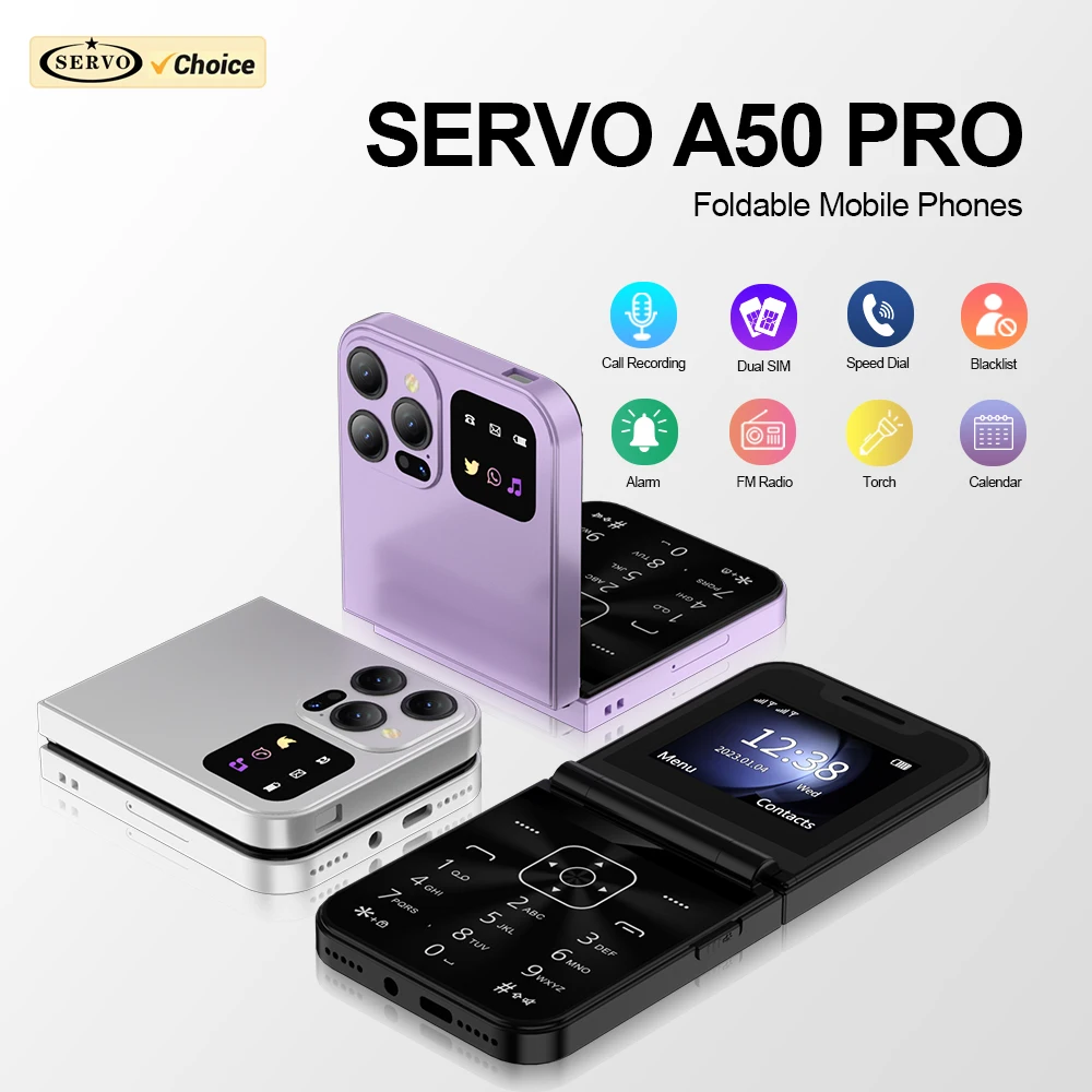 SERVO-A50-PRO-Flip-Mobile-Phone-2G-GSM-2-4-Display-Auto-Call-Recorder ...