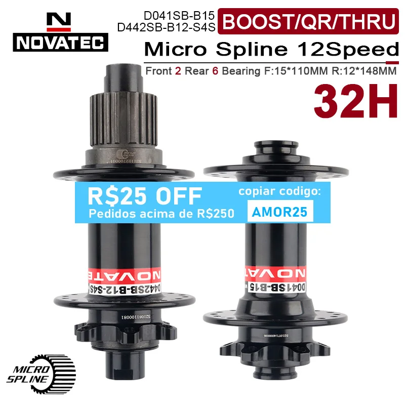 NOVATEC-Micro-Spline-Hub-32-Furos-Cubo-148x12-MTB-Boost-MTB-MS-Cubes ...