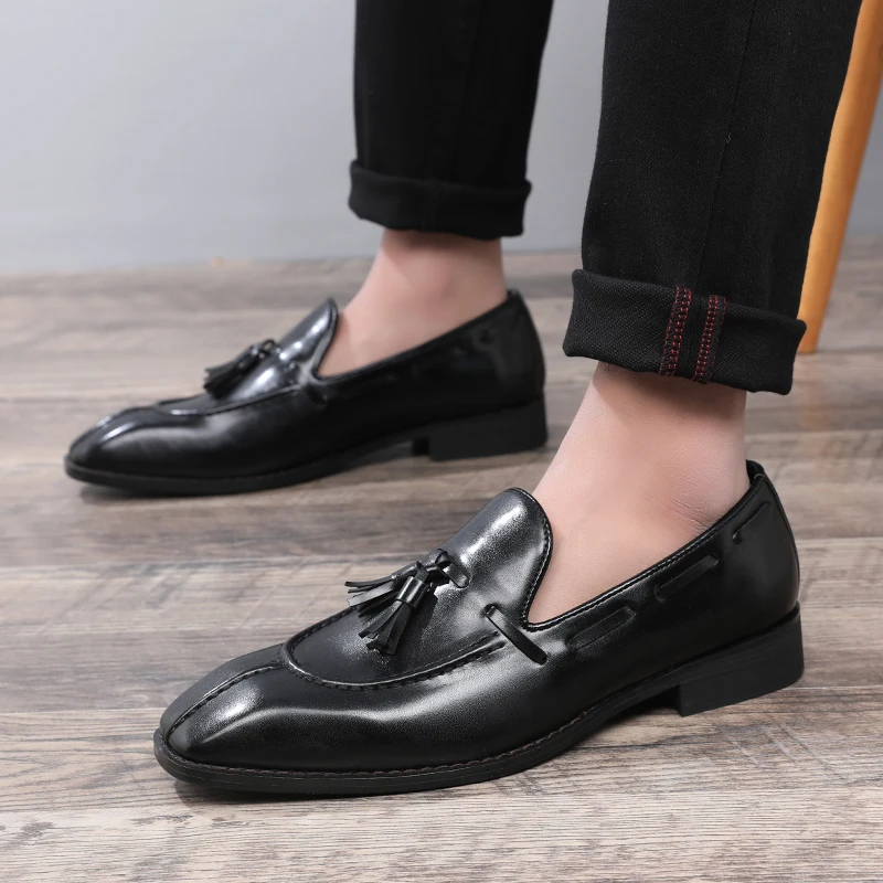 Men Fashion Tassels Loafers Wedding Party Men's Casual Business Leather ...