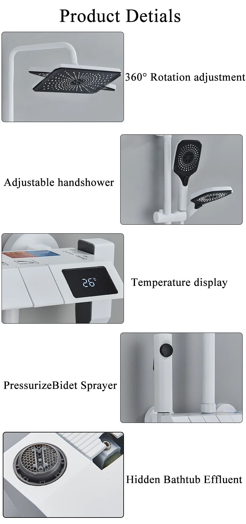 4 Way Mixer Tap Digital Display Shower System Set