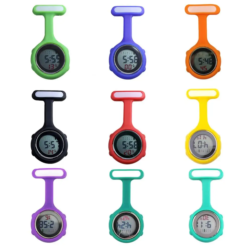 Silicone-Nurse-Watch-Digital-Display-Dial-Clip-On-Fob-Nurse-Brooch-Pin ...
