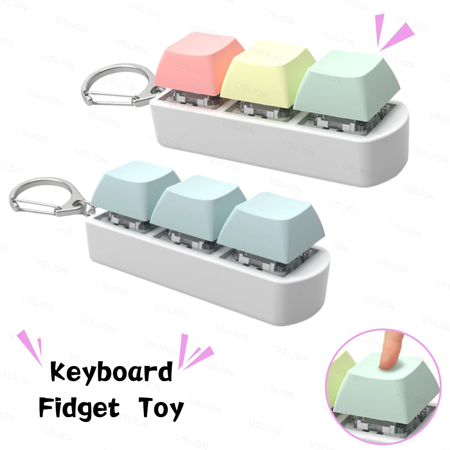 Keyboard-Key-Fidget-Reliver-Stress-Toys-Colorful-Keychain-Keycap ...