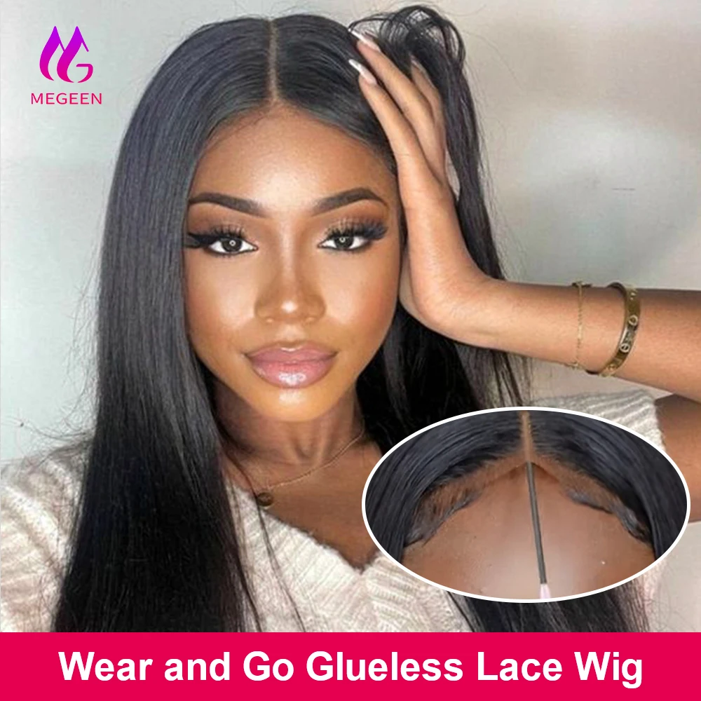 Megeen-Straight-Wear-Go-5X5-Glueless-Wig-Human-Hair-Pre-Bleached-Small ...
