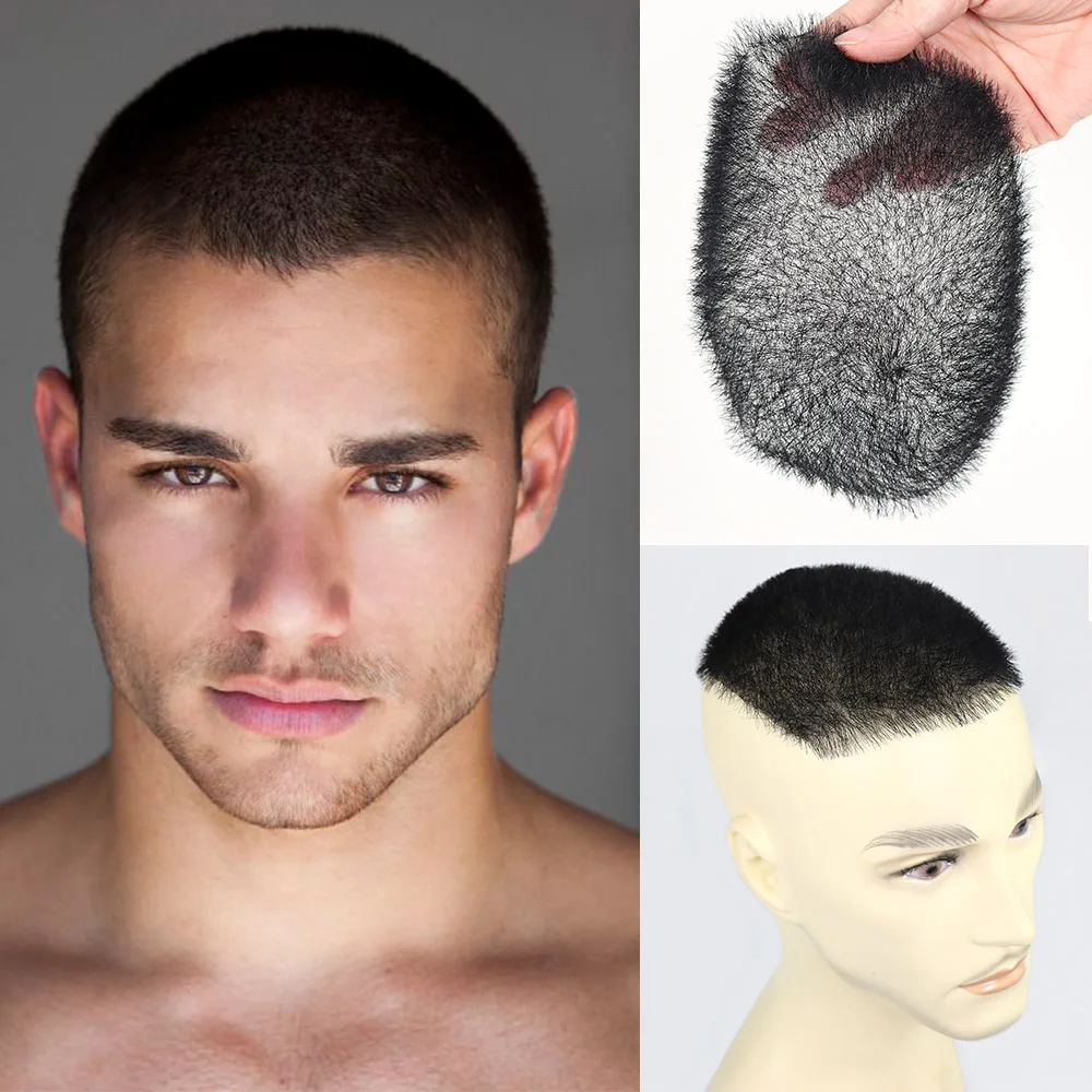 5x7inch-Short-Men-Capillary-Prosthesis-Human-Hair-Toupee-for-Men-Buzz ...