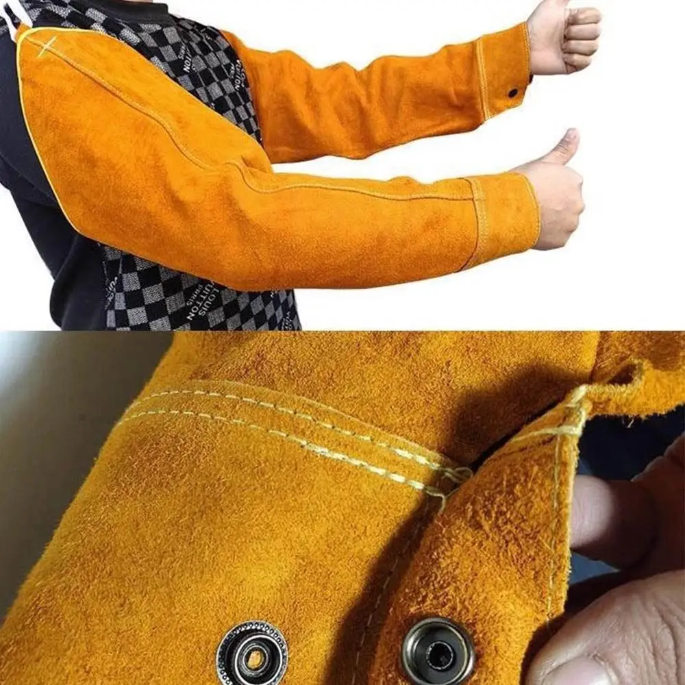 Non-stick Liner Leather Welding Work Sleeves Heat Flame Resistant Arm ...