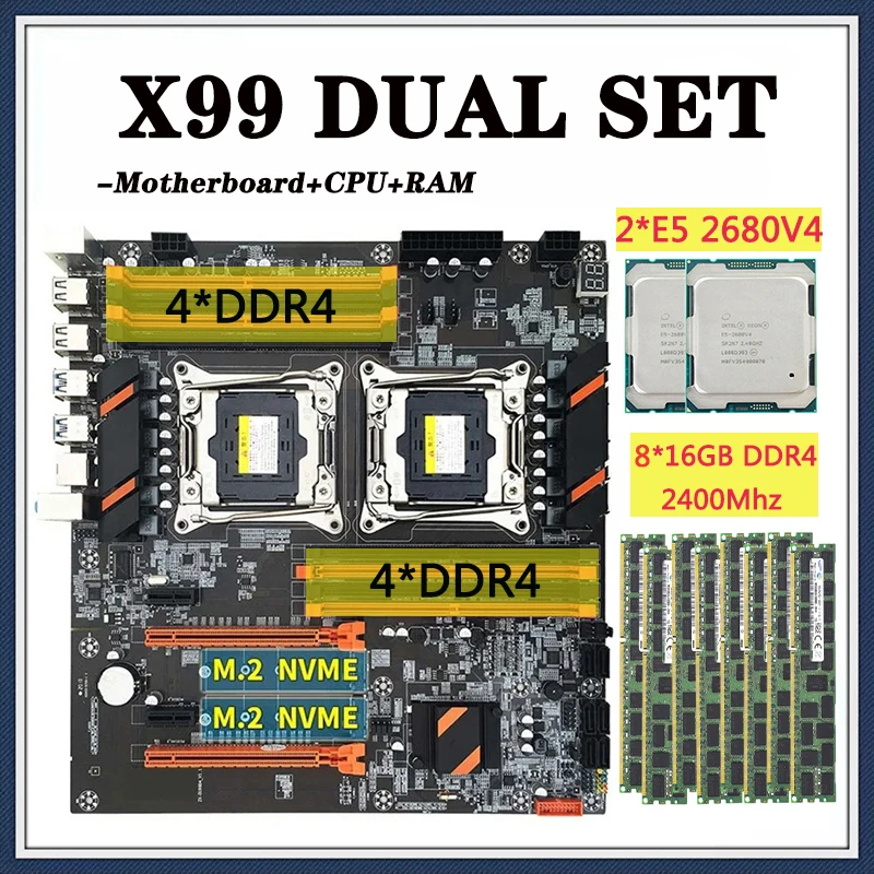 X99-Dual-Motherboard-Set-con-2-E5-2680-V4-CPU-8-16GB-128GB-DDR4-Ram ...