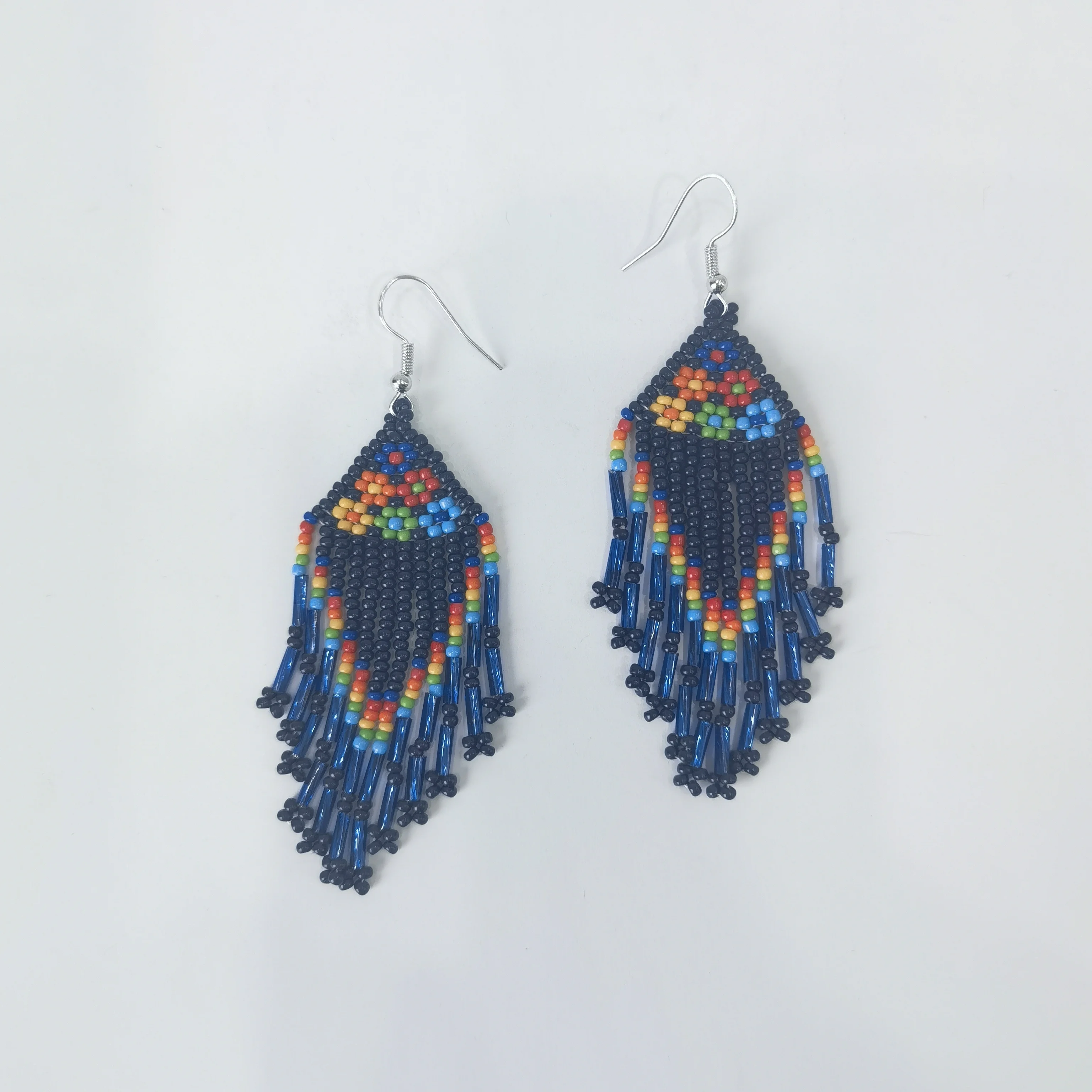 1pair Bohemian Color Block Floral Beaded Tassel Earrings Earrings ...