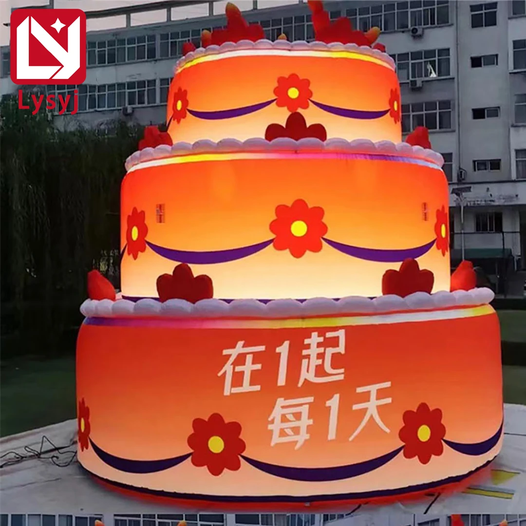 Giant-Inflatable-Wedding-Birthday-Cake-with-Color-Change-LED-Light-Logo ...