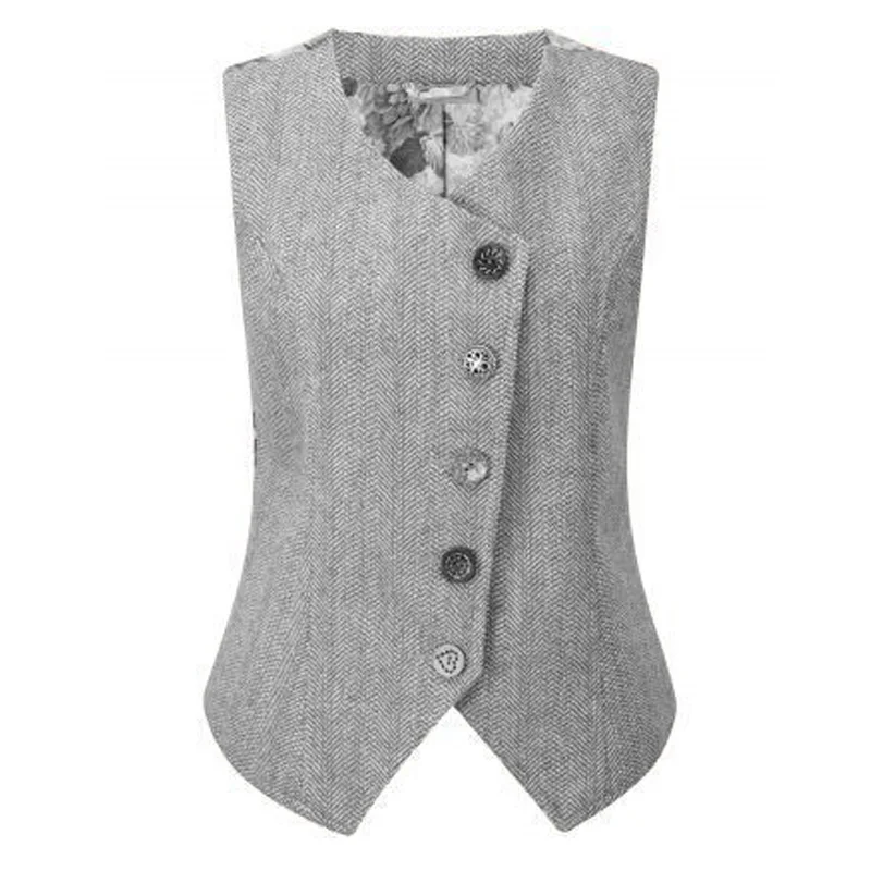 Vintage Vest For Women's Suit Herringbone Jacket Slim Fit Sleeveless ...
