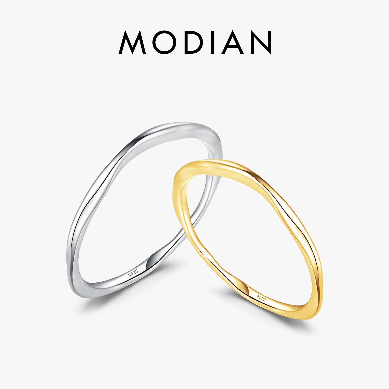 MODIAN 925 Sterling Silver Simple Geometric Line Twisted Ring Trendy ...