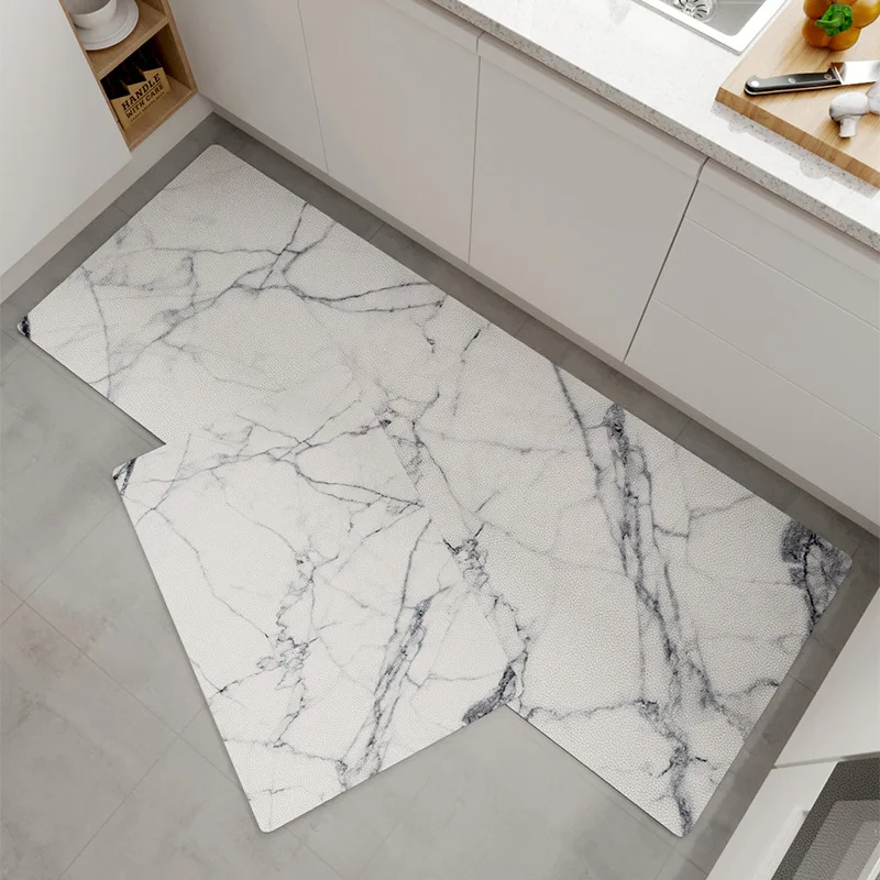 PVC Washable Kitchen Mat Gray Vinyl Non slip Carpet Waterproof Oilproof ...