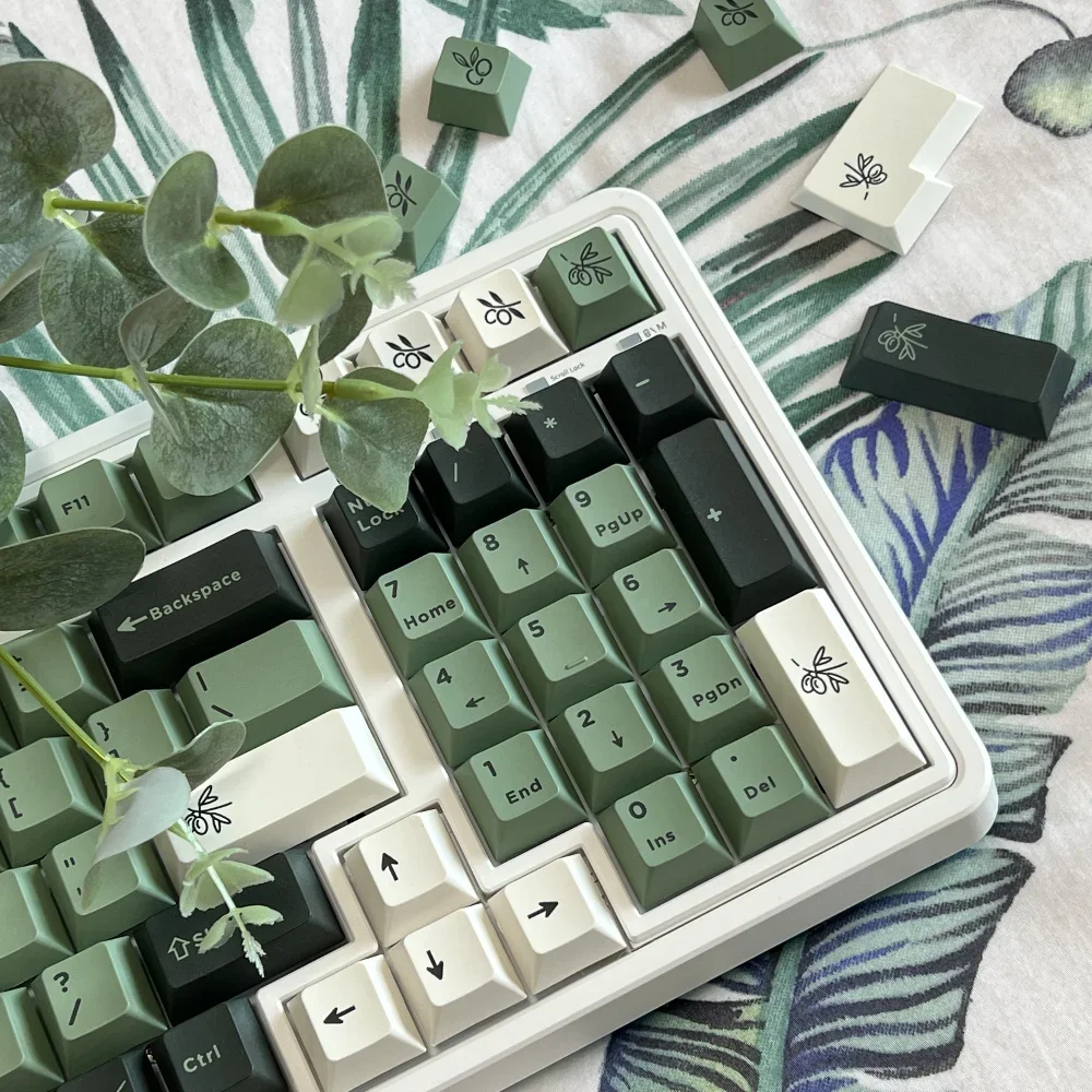 Olive Keycap PBT Thermal Sublimation Cherry Profile White Green ...