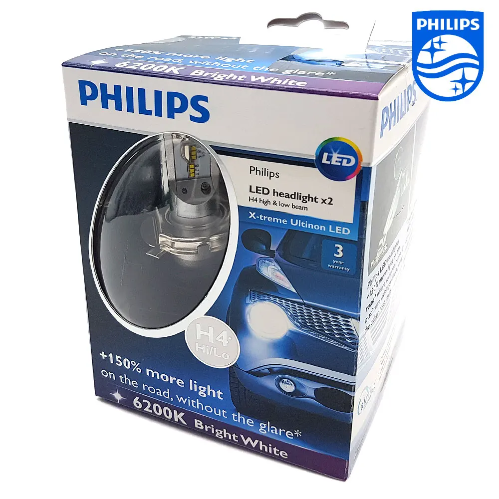 Lámpara Philips x treme Ultinon LED H4 (+ 150%) 6200K (2 piezas ...