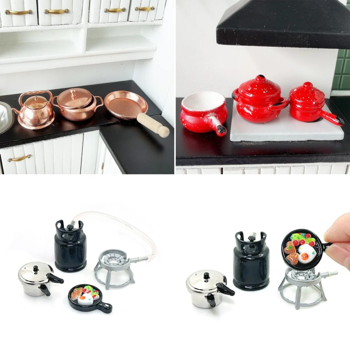 1/12 Dollhouse Frying Pan Soup Pot Kettle Set Doll Home Kitchen ...