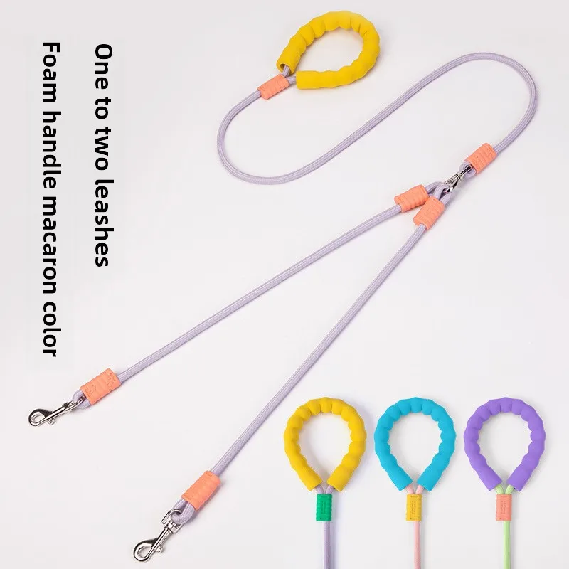 1.5m Pet Double Leash 2 Way Couplers Dog Leash Rope Elastic Extended ...