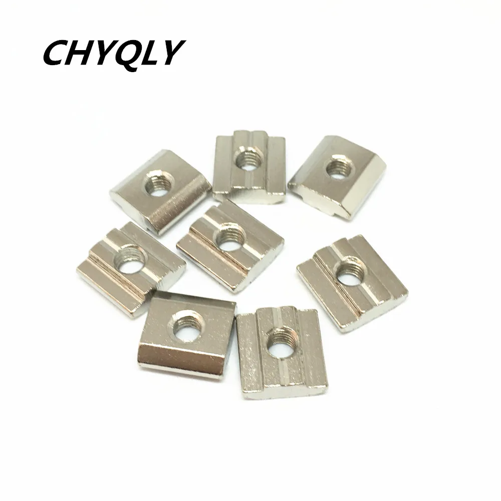 100pcs 20-M4 M5 M6 Stainless Steel Block Square T Sliding Nuts Slot 6mm for 2020 Aluminum ...