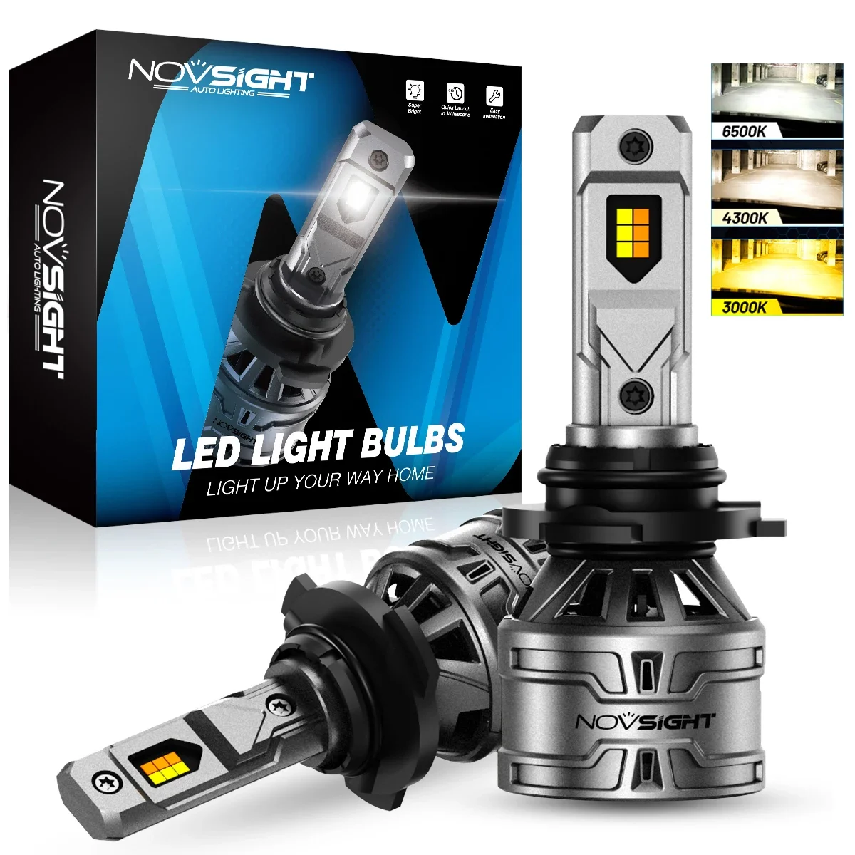 NOVSIGHT-9005-HB3-Led-H7-6500K-4300K-3000K-3-Color-Headlight-H4-H11-H8 ...