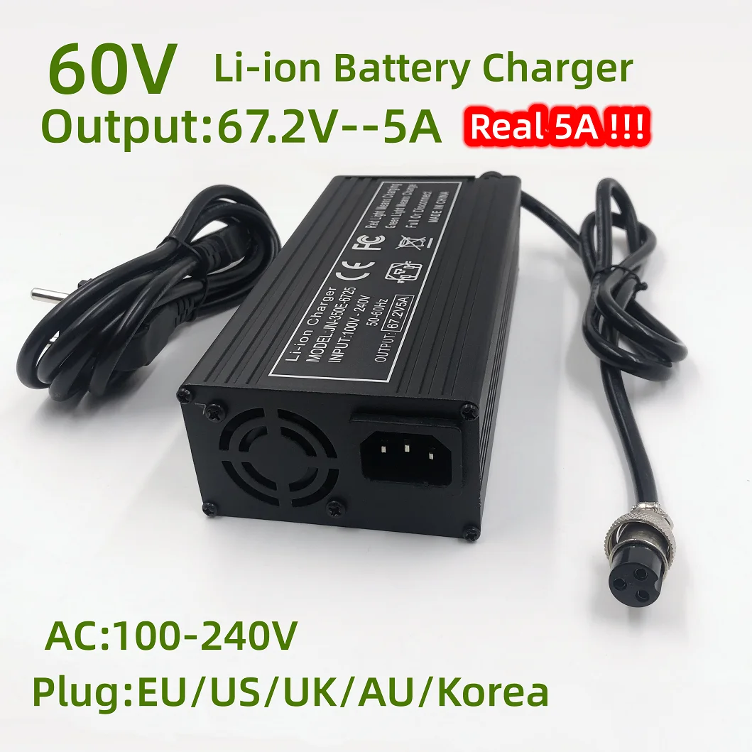 60V Fast Charger 67.2V/5A Charger For 16S 60V Electric Bike lithium Battery Charger GX16 ...