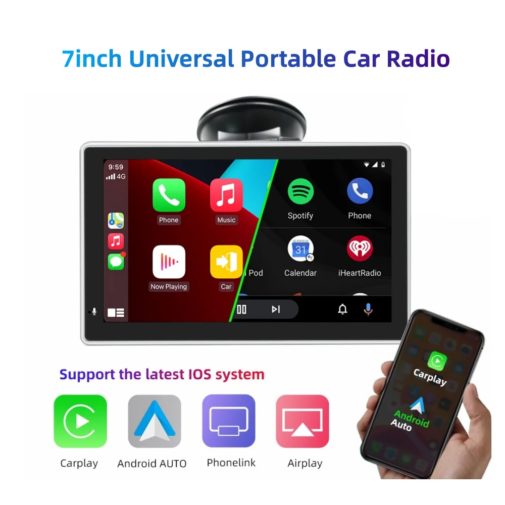 PEERCE Universal Portable Multimedia Player Car Radio Android Auto 7 ...
