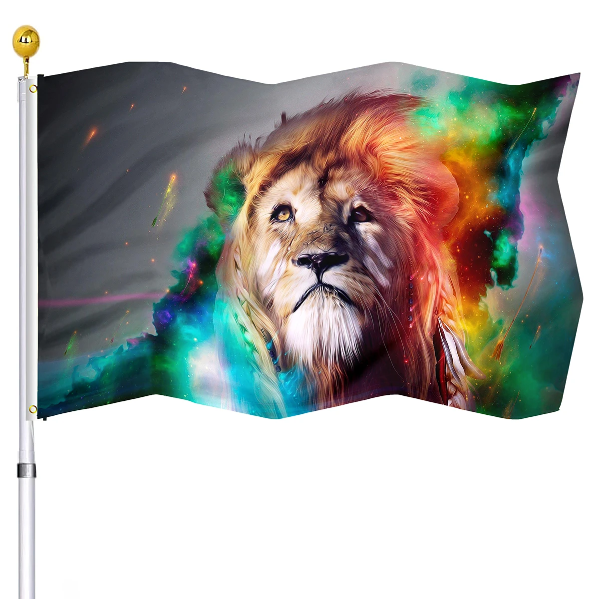 Lion-Flag-Vivid-Color-Ink-Painting-Double-Stitched-Flags-Home-Indoor ...