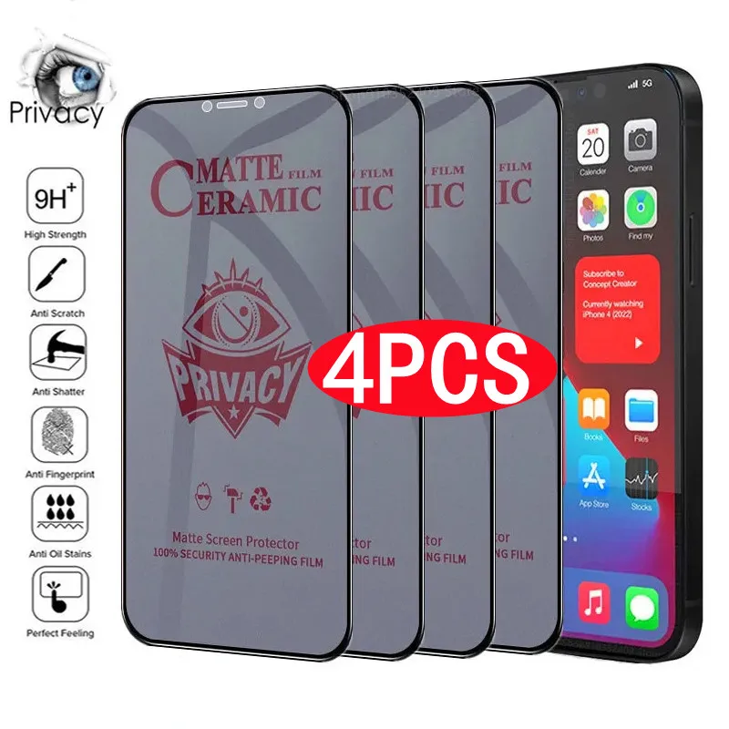 4Pcs-Matte-Ceramic-Privacy-Screen-Protector-for-IPhone-12-13-11-14-Pro ...