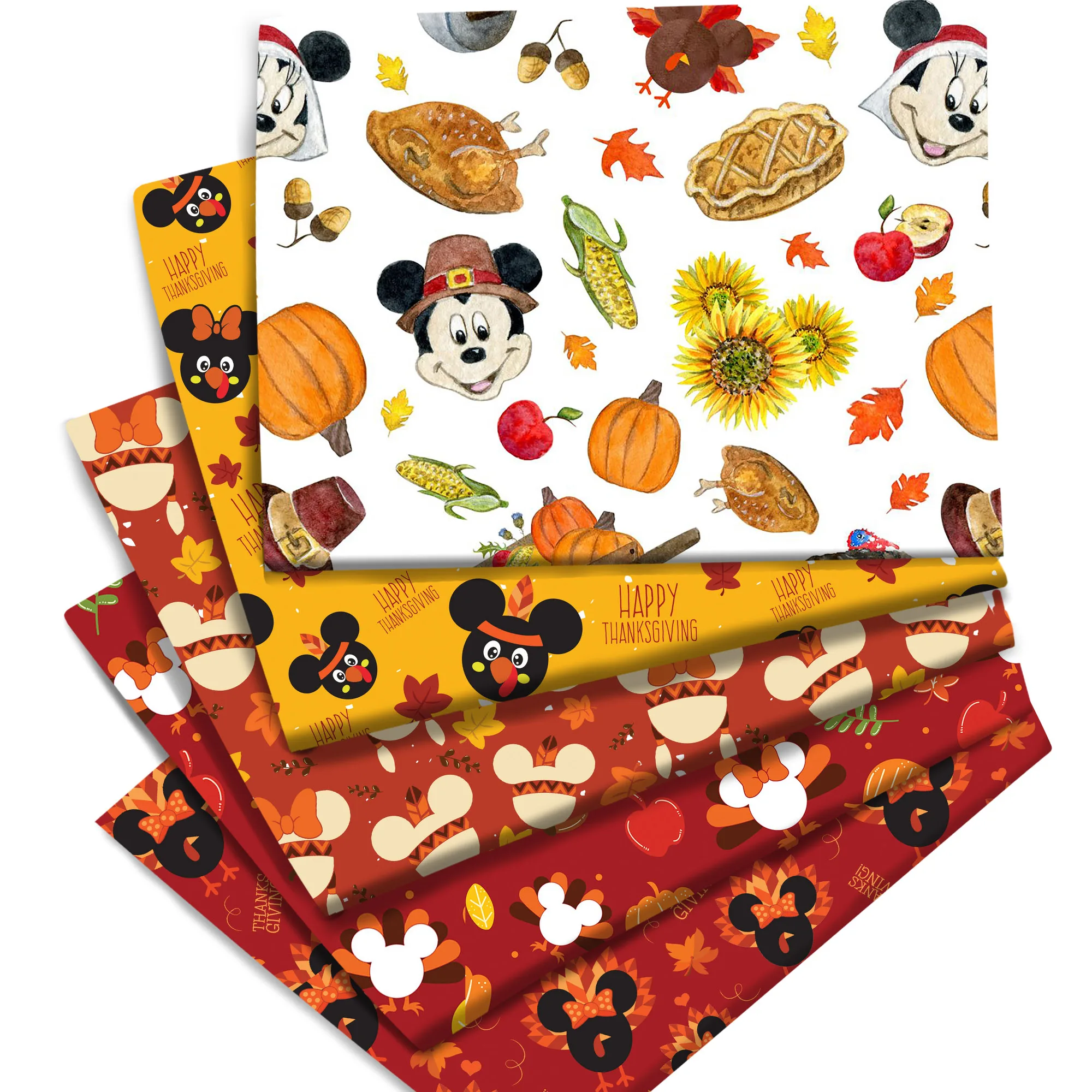 Disney-Mickey-Thanksgiving-Turkey-Day-Cotton-Fabric-Cloth-Sewing ...