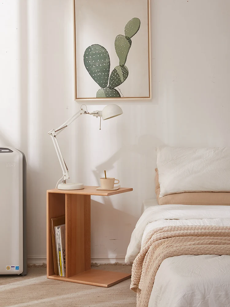 Nordic-style-all-solid-wood-bedside-table-household-bedroom-movable ...