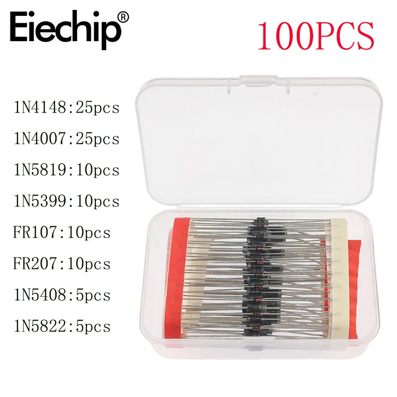 100PCS-Rectifier-Diode-Kit-1N4007-1N4148-1N5819-1N5399-1N5408-1N5822 ...