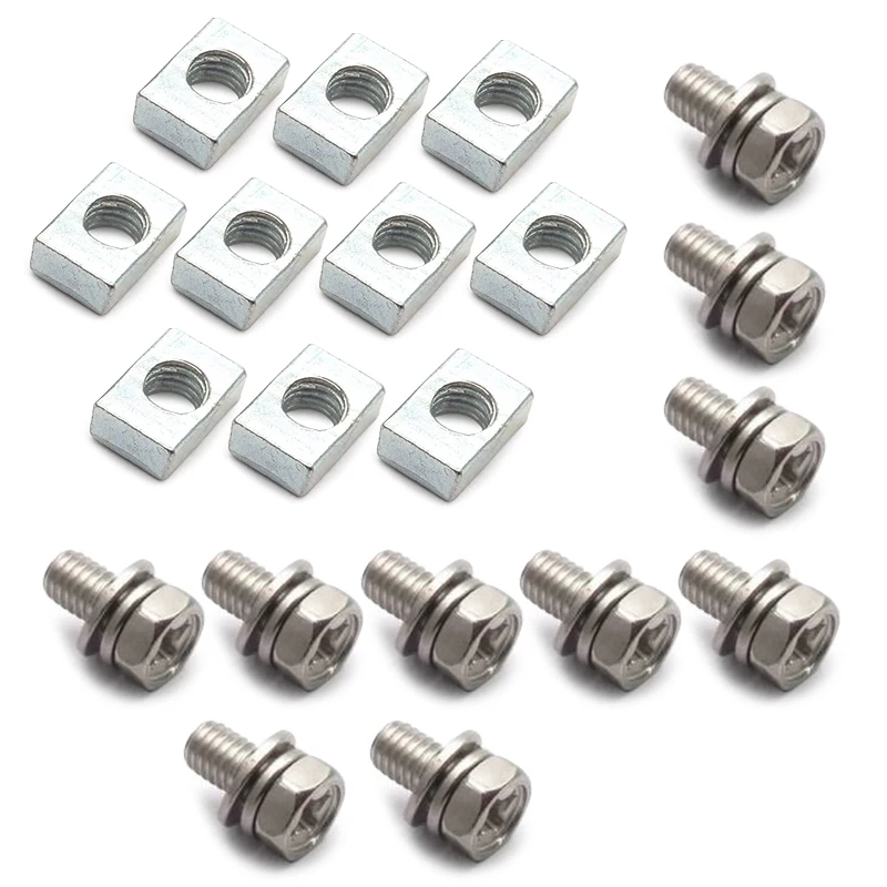 10 Sets Silver M6 Scooter Battery Terminal Hexagonal Bolt & Square Nut ...