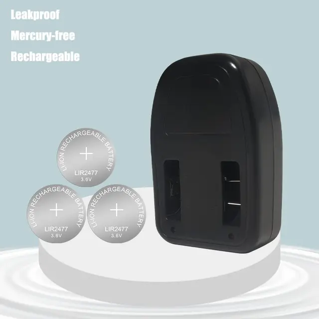 2-Slot Charger + LIR2477 3.6V 200mAh Rechargeable Button Battery ...