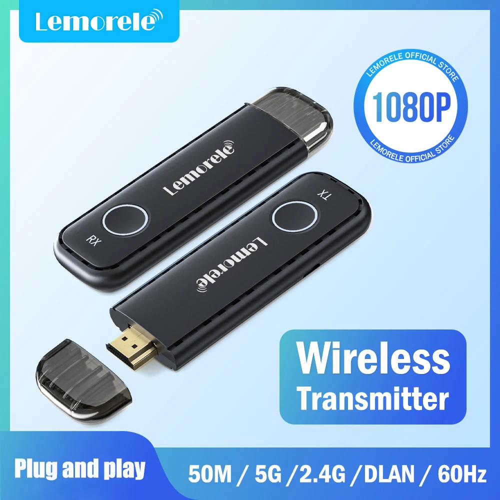 Lemorele 50M Wireless HDMI Transmitter Receiver 1080P Display Dongle ...