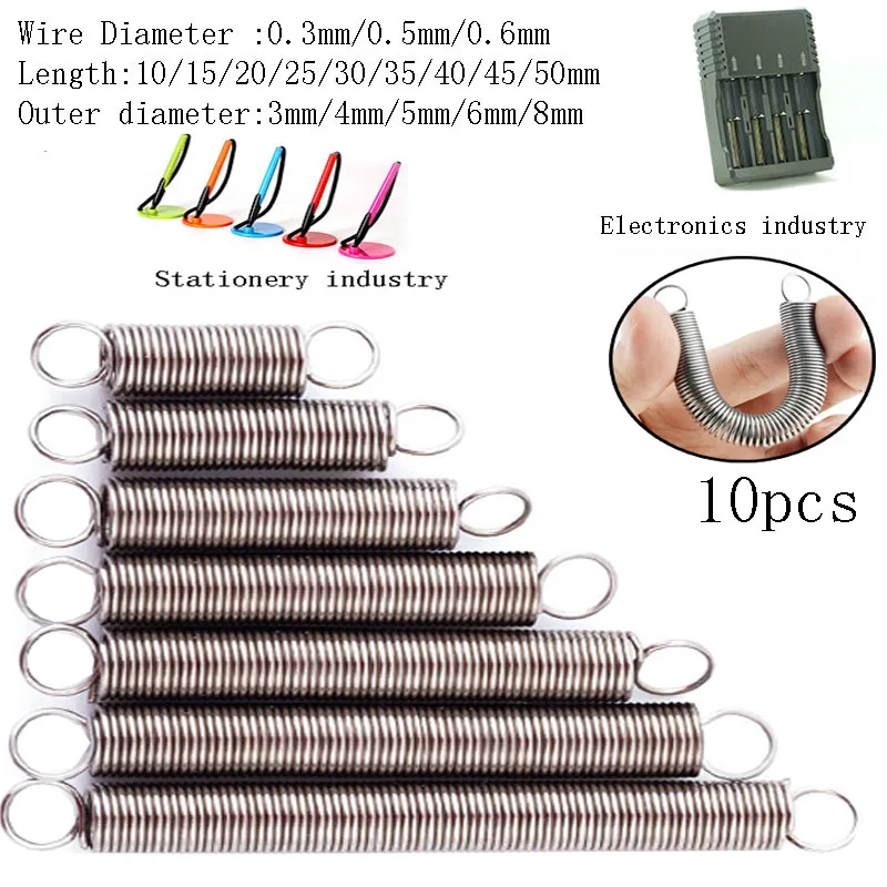 10PCS-304-Steel-Dual-Hook-Small-Tension-Spring-Hardware-Accessories ...