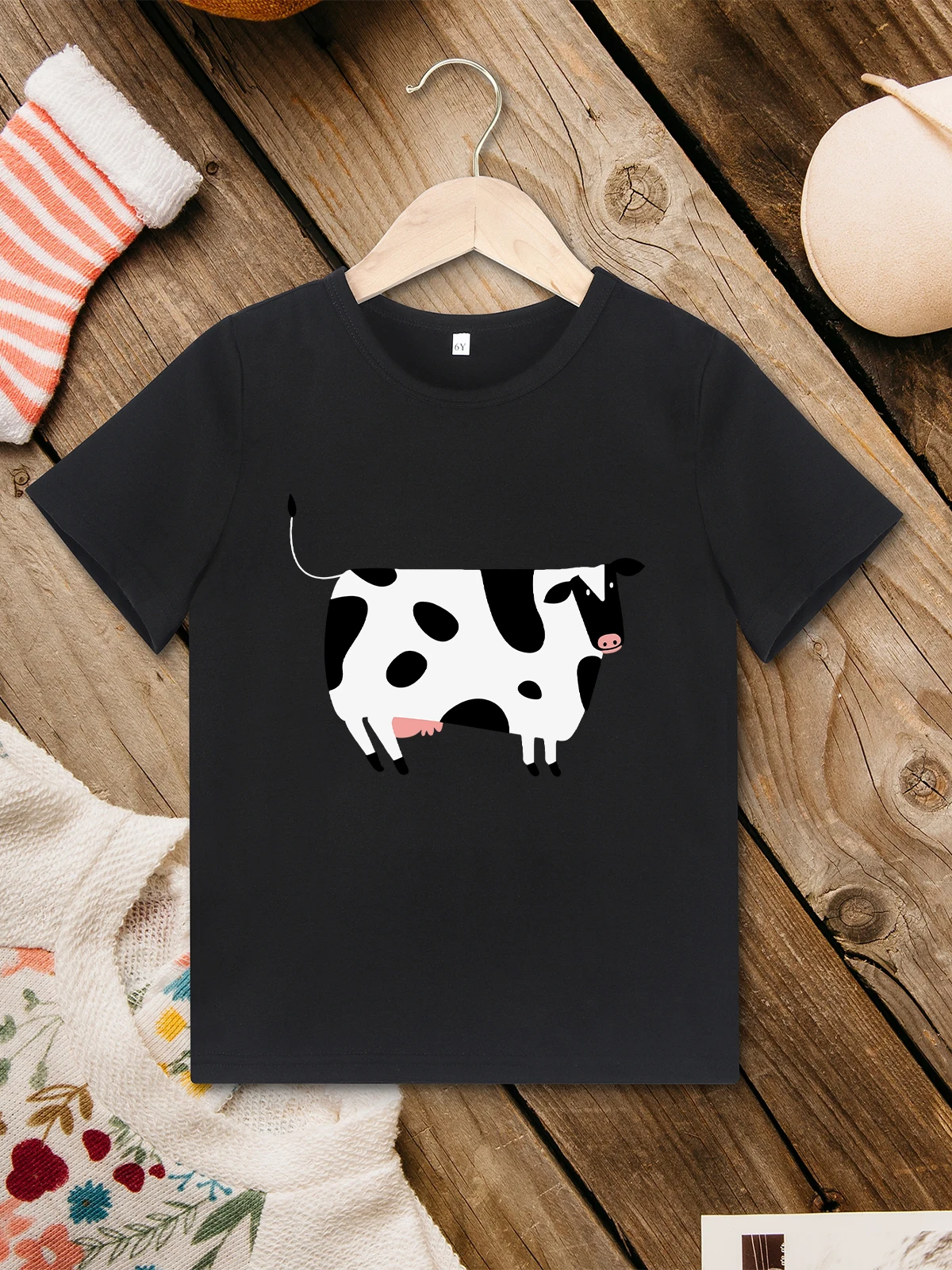 Funny-Dairy-Cow-Pattern-T-shirt-Loose-Summer-Breathable-Kids-Clothes ...
