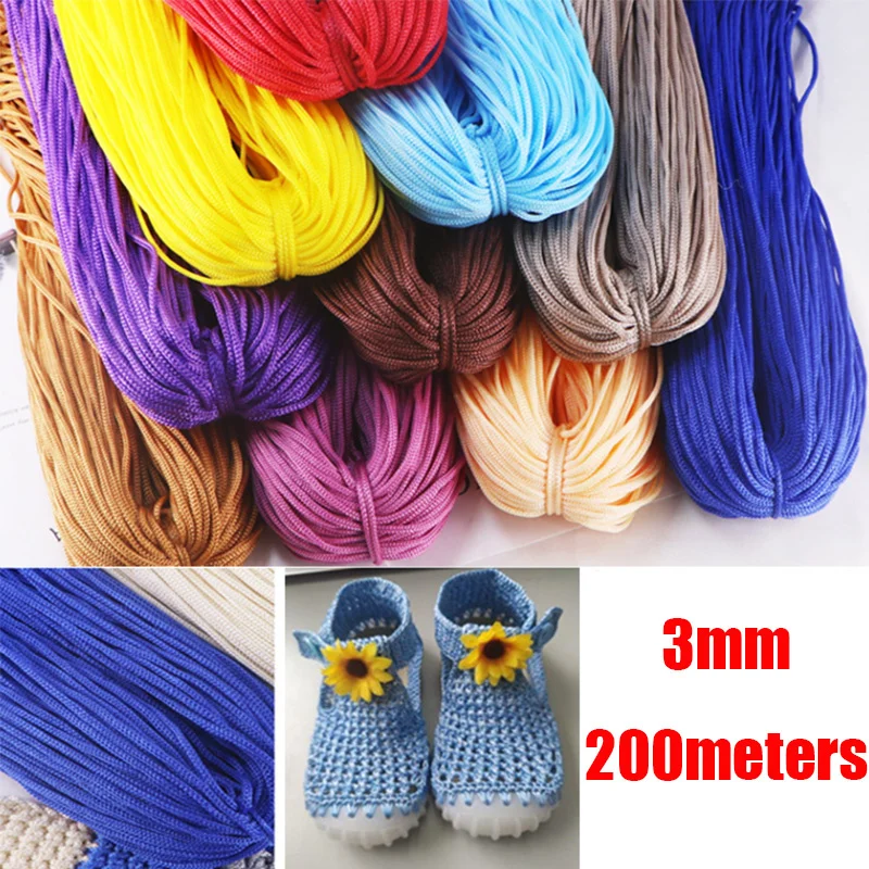 200M-3mm-Color-Nylon-Cord-Thread-Crochet-Hollow-Line-Macrame-DIY-Hand ...