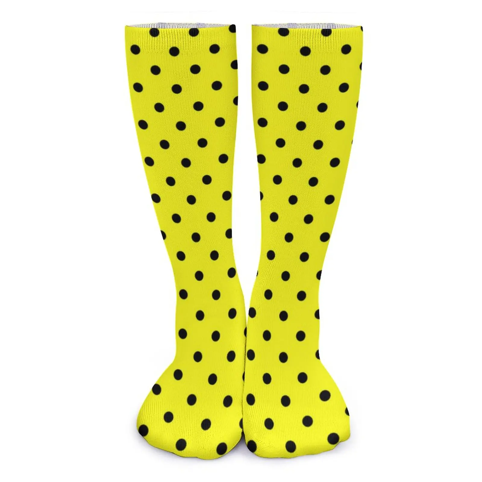 Yellow-Polka-Dot-Socks-Black-Spots-Print-Fashion-Stockings-Spring-Anti ...