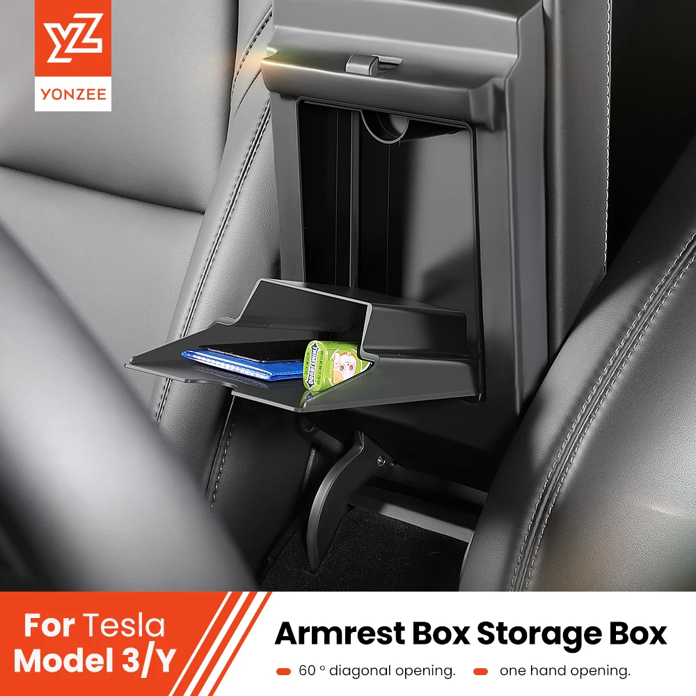 Magnetic-Center-Console-Hidden-Storage-Box-For-Tesla-Model-3-Y-Armrest ...