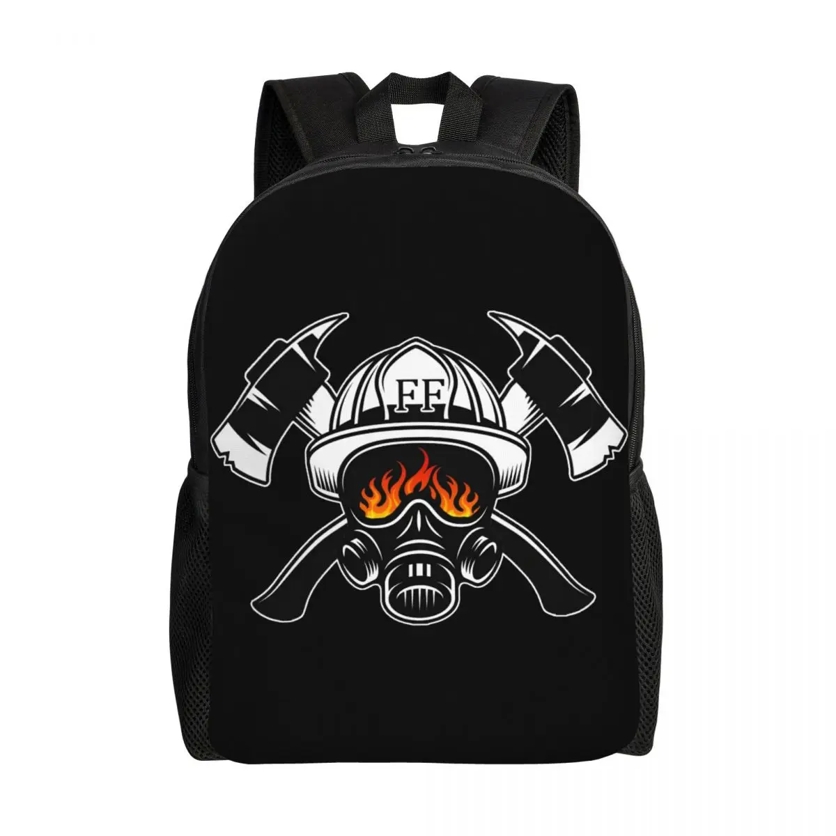 Customized-Firefighter-Skull-Backpack-for-Men-Women-Water-Resistant ...