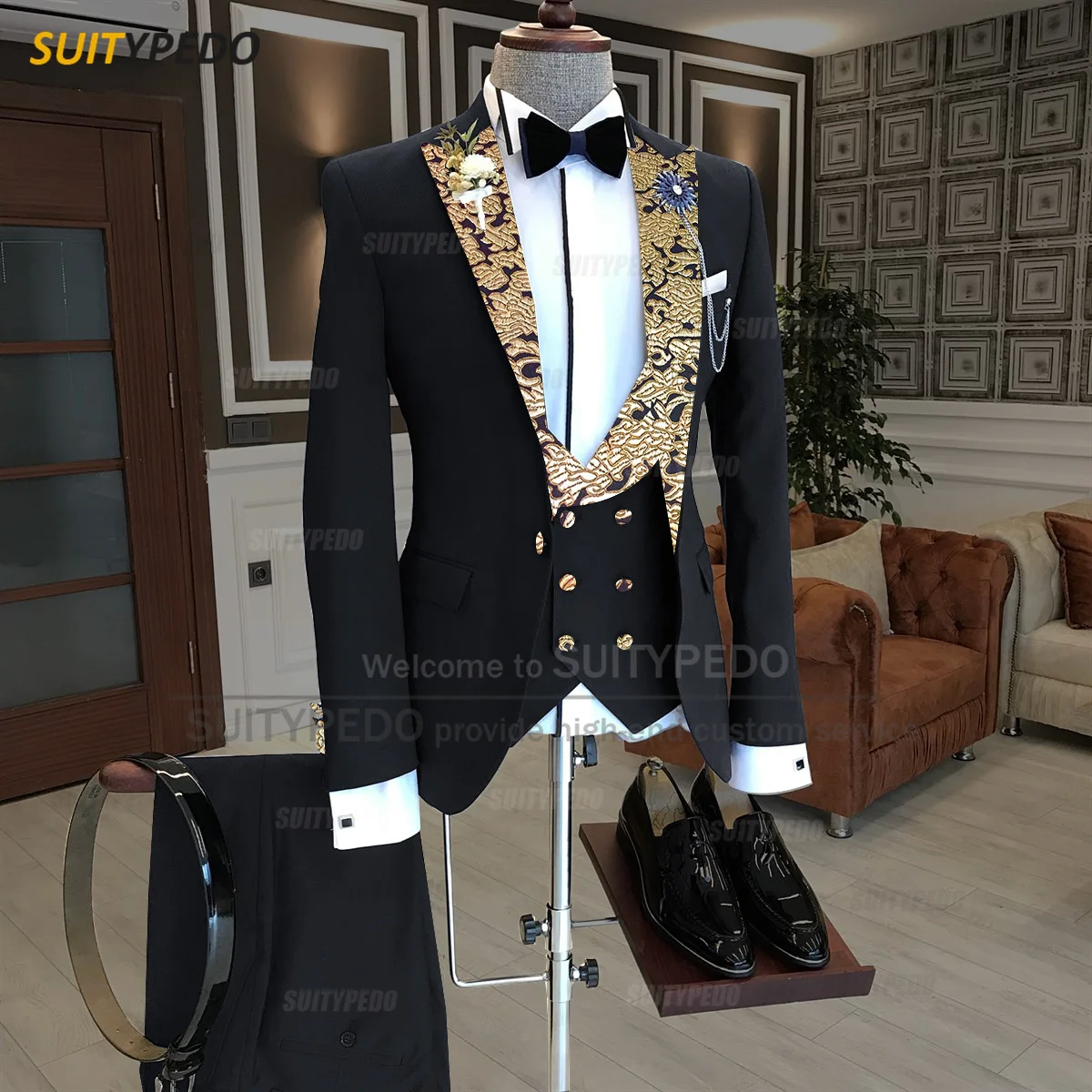 Luxury-Men-Suits-Gold-Printed-Collar-Formal-Prom-Male-Elegant-Costume ...