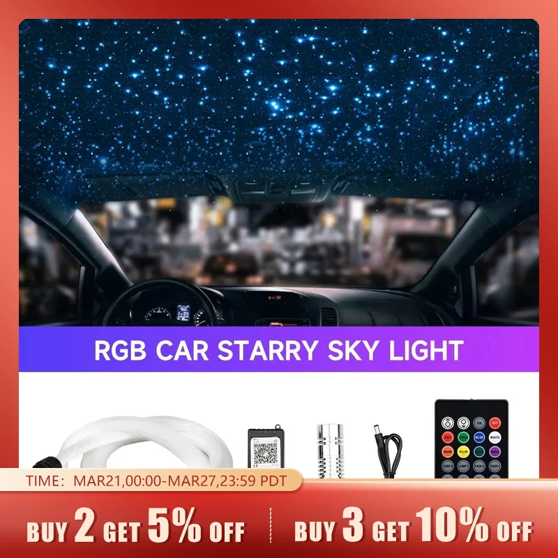 Car Led Star Lights Ceiling Optic Fiber Lights Smart APP Control RGBW ...