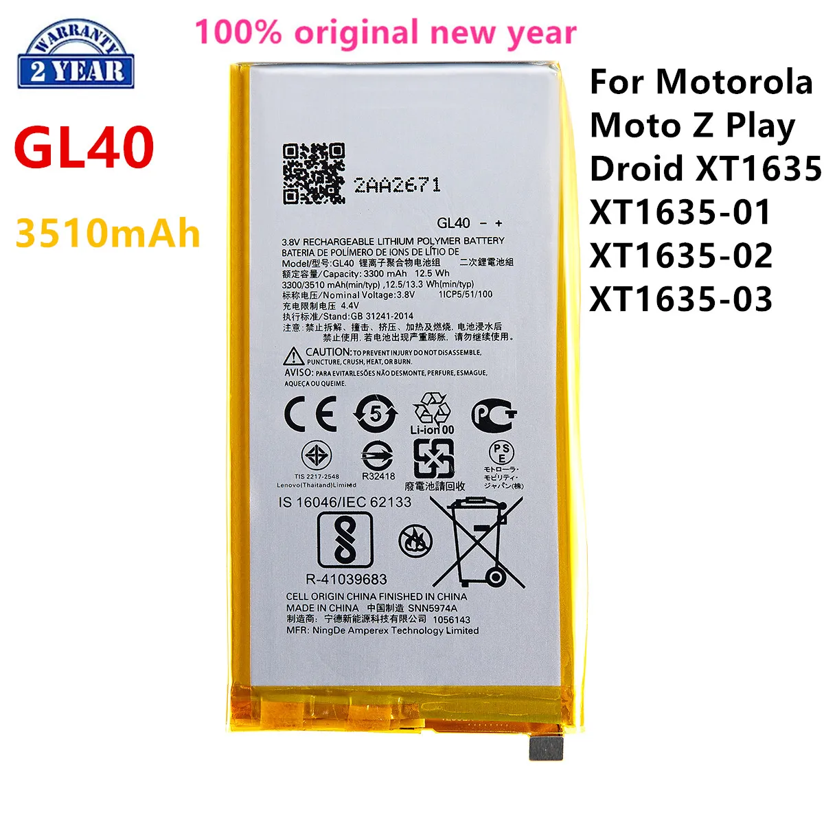 Batería GL40 100% Original, 3510mAh, para Motorola Moto Z Play Droid ...