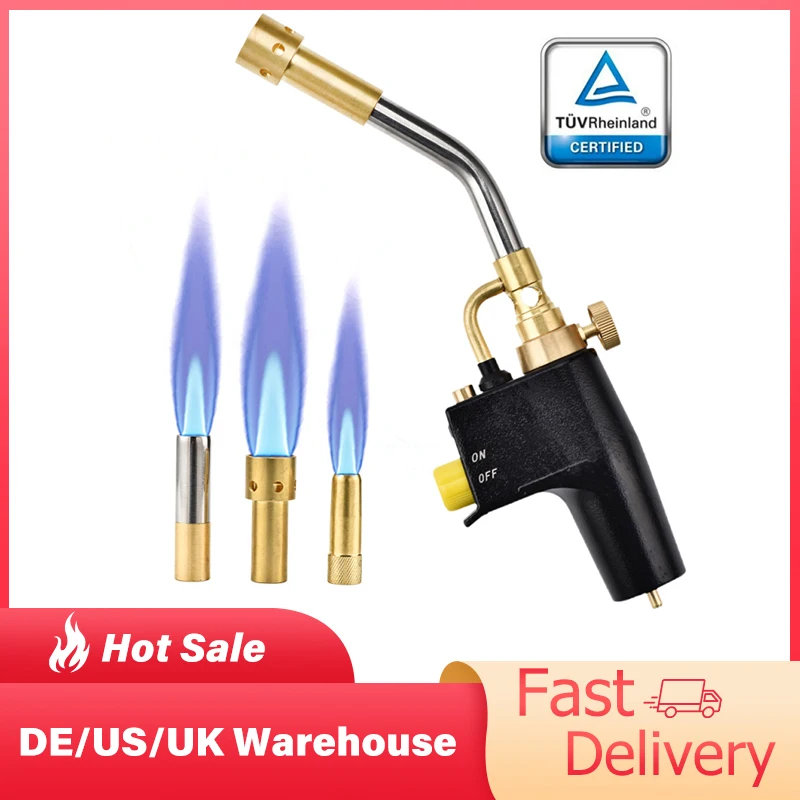Propane-MAPP-Torch-With-3-Nozzles-Brazing-Welding-Gas-Trigger-Start ...