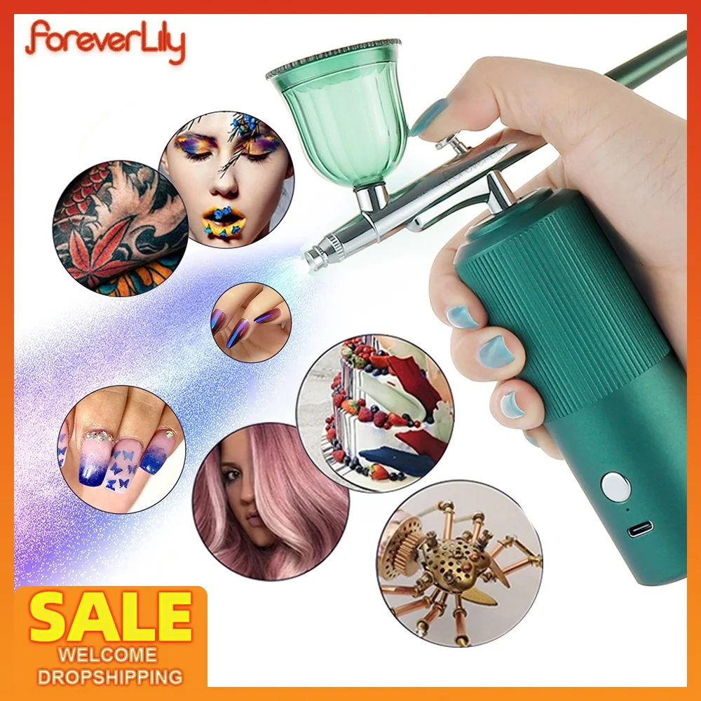 Wireless Air Compressor Kit Airbrush Nail Manicure Air Brush Makeup Diy ...