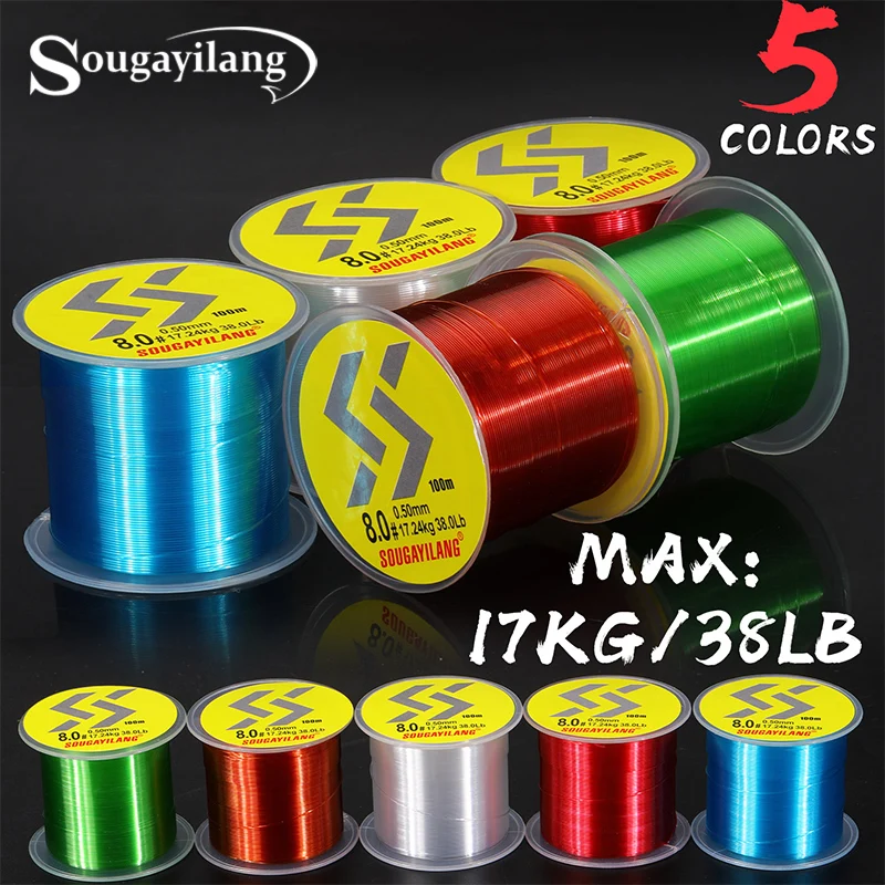 Sougyilang-500m-Nylon-Fishing-Line-Super-Strong-7LB-380LB-5-Colors ...