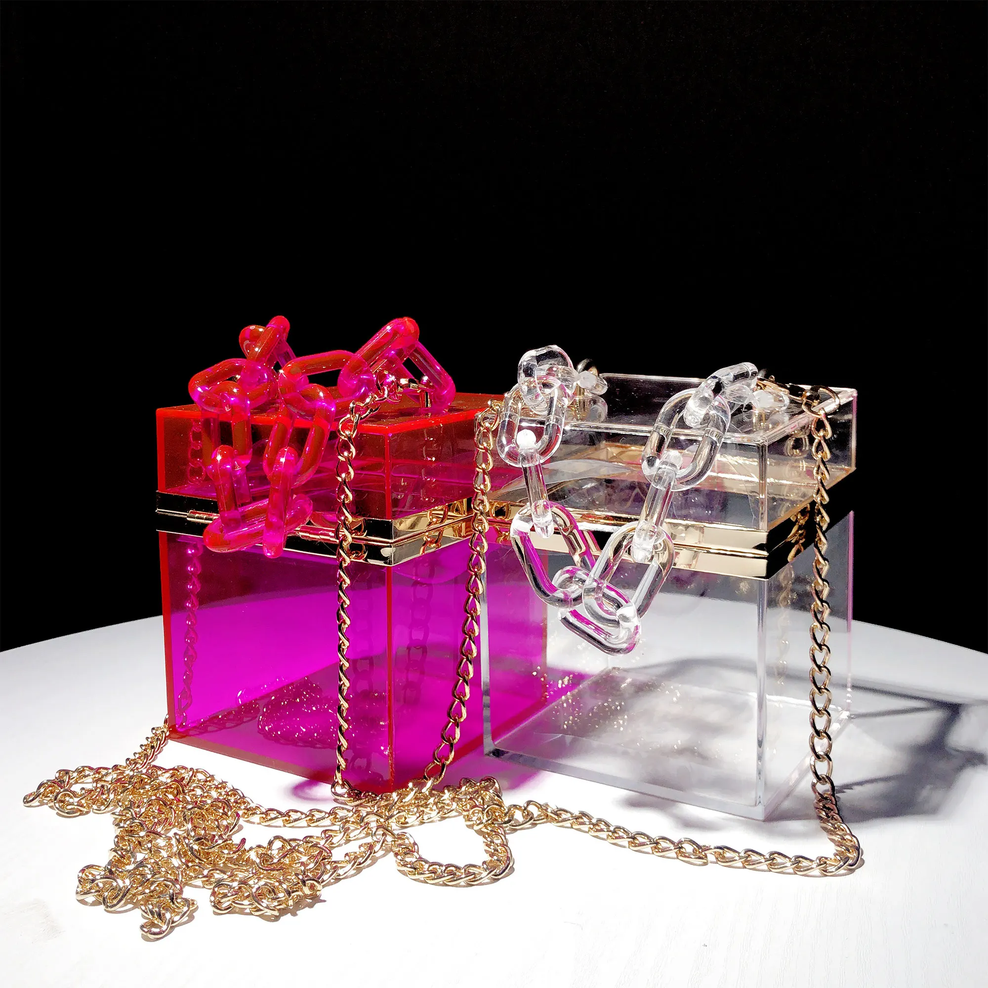 Purple Handbag Clear Side Bags for Women Ladies Transparent Acrylic ...