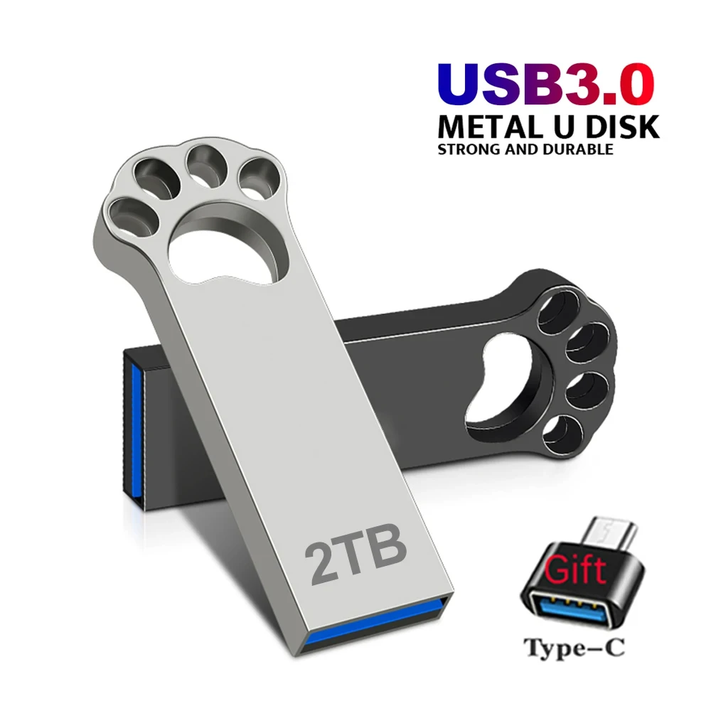 New-Pen-Drive-2TB-Metal-High-Speed-Usb-3-0-Pendrive-1TB-TYPE-C-Silver ...