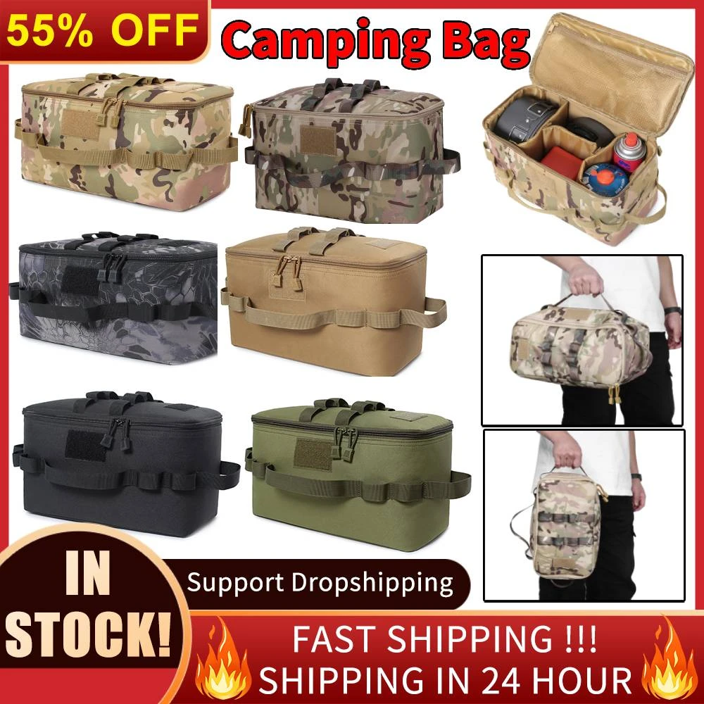 MOLLE Pouch Outdoor Camping Storage Bag Basket Gas Stove Canister Pot ...